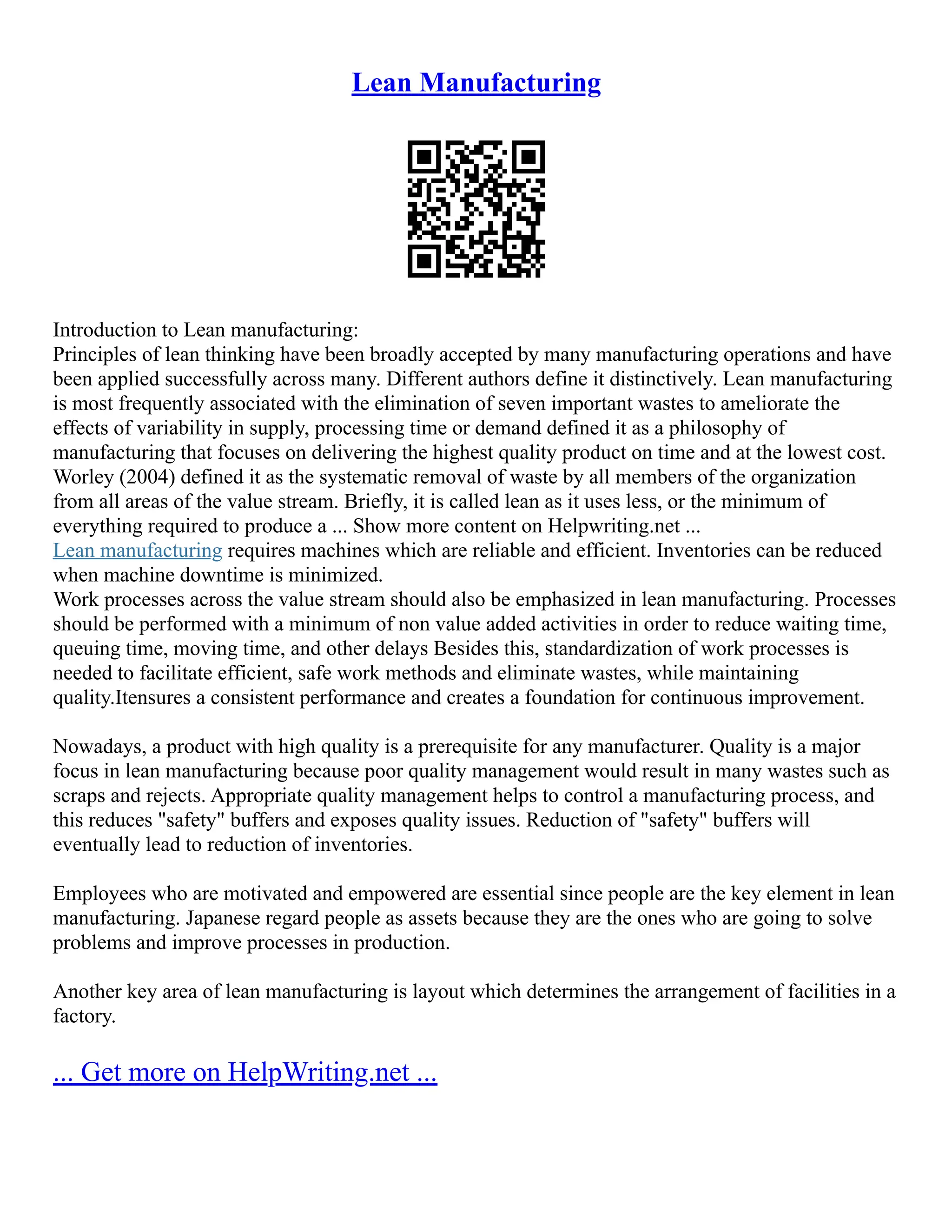 Disadvantages Of Lean Manufacturing | PDF