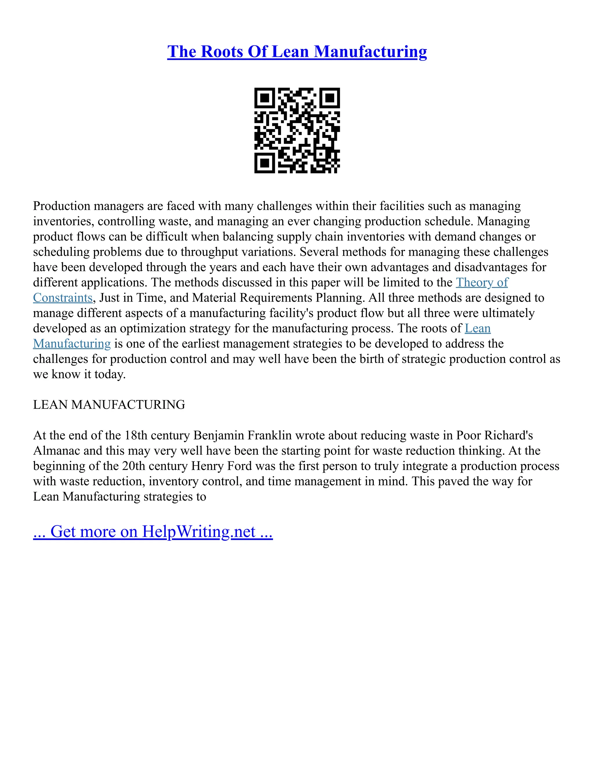 Disadvantages Of Lean Manufacturing | PDF