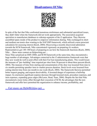 Disadvantages Of Nike | PDF