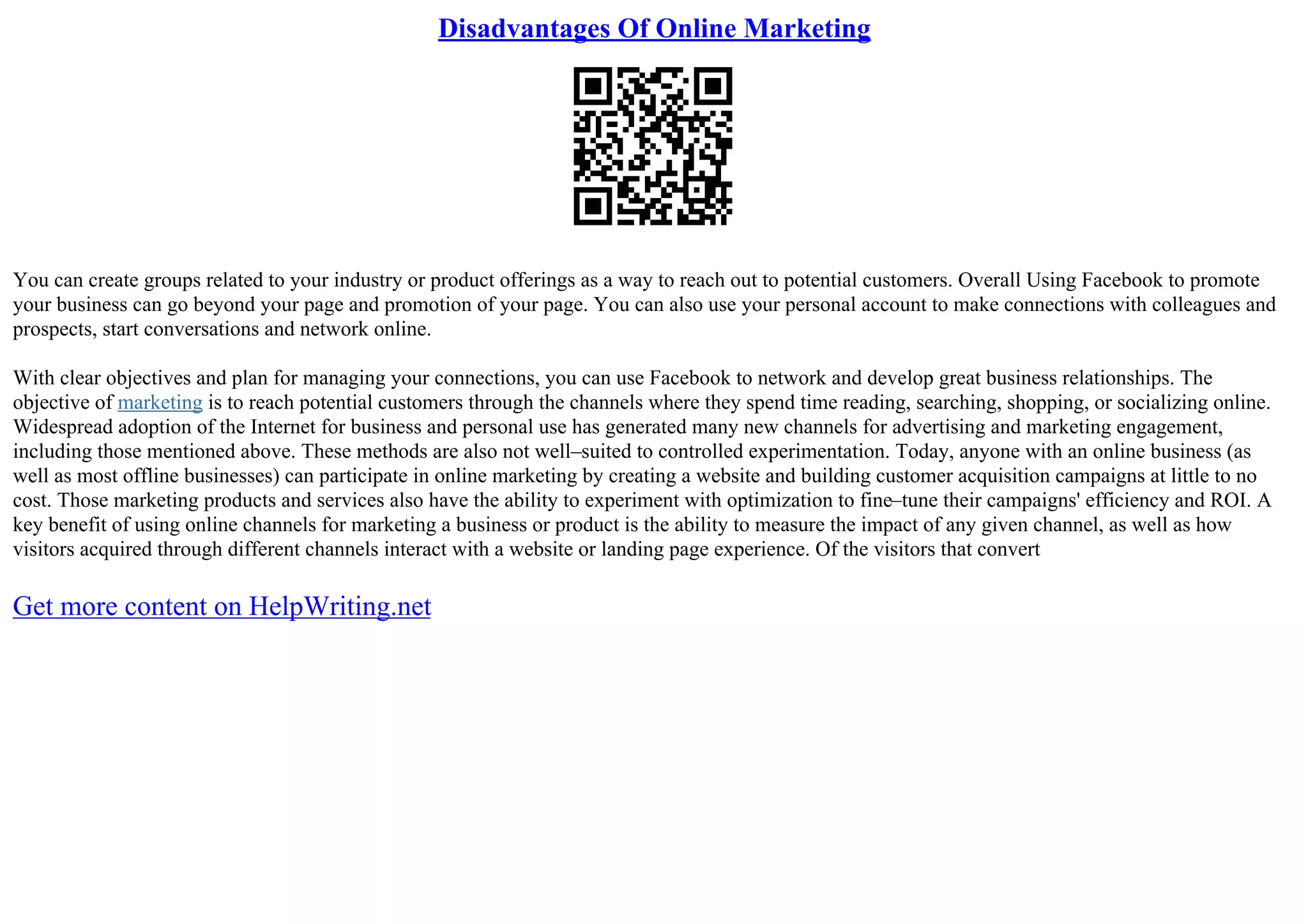 Disadvantages Of Online Marketing | PPT