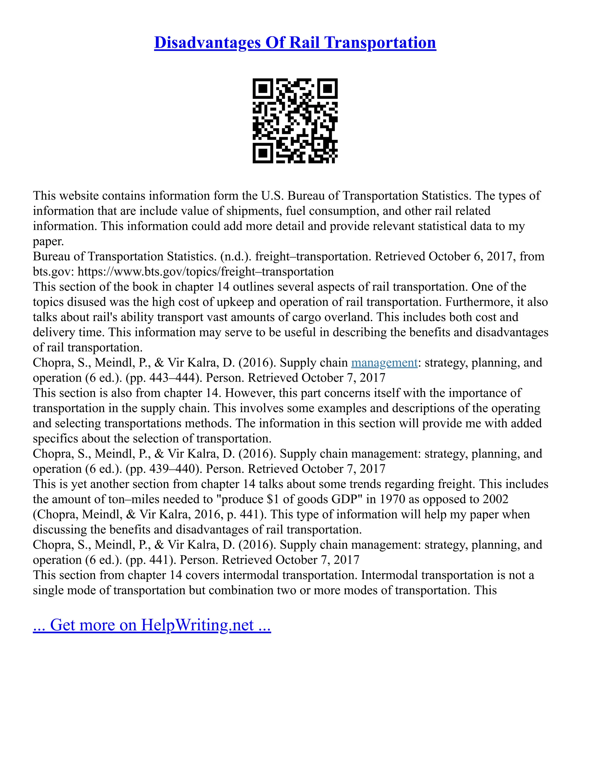 Disadvantages Of Rail Transportation | PDF