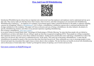 Disadvantages Of Whistleblowing | PDF