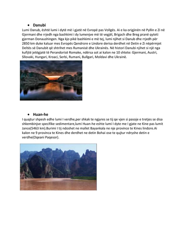 Disa lumenj te rendesishem ne bote | PDF