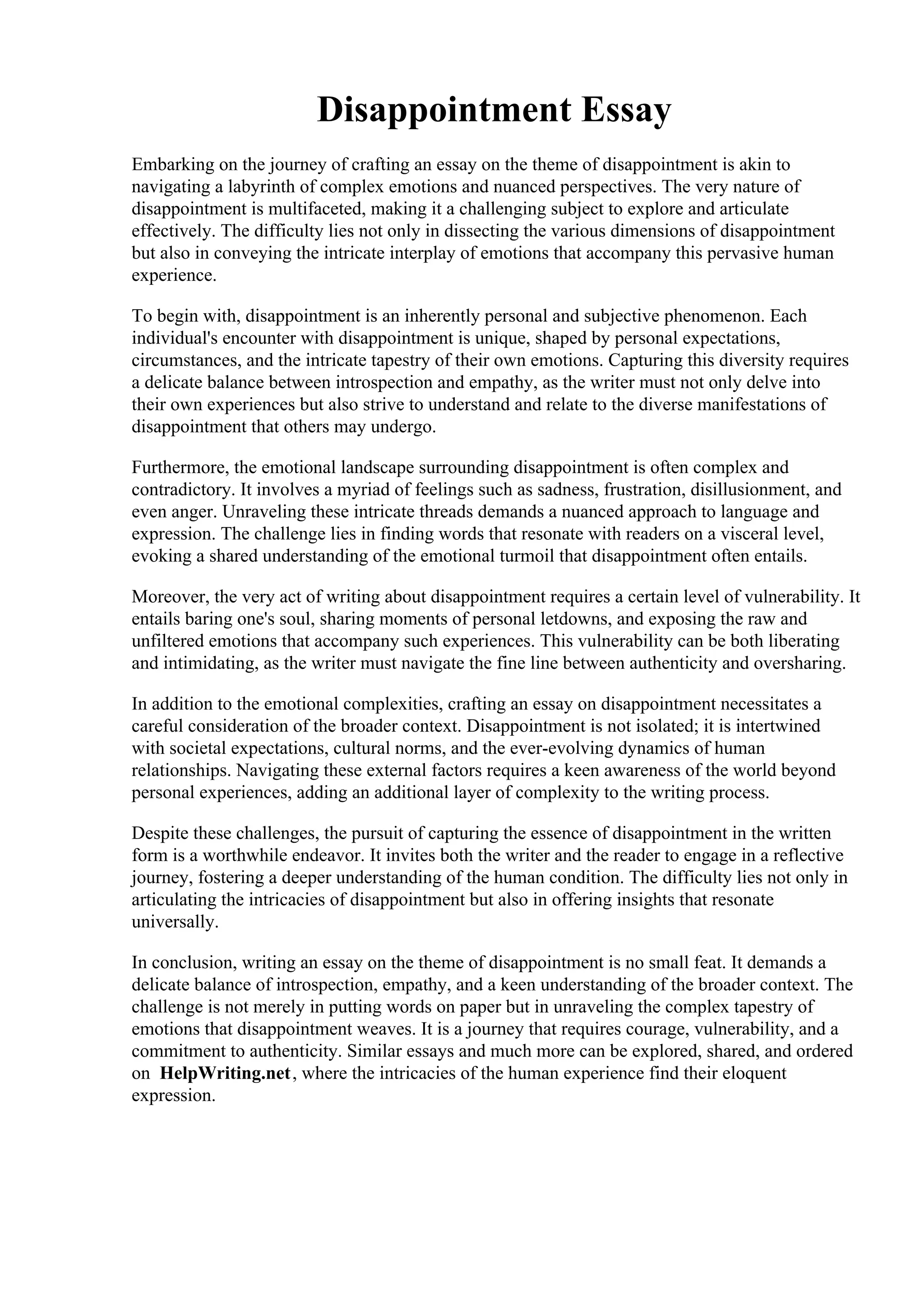 Disappointment Essay | PDF