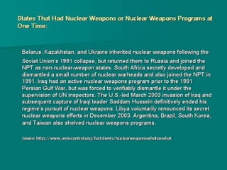 Disarmament non proliferation of nuclear weapons | PPTX