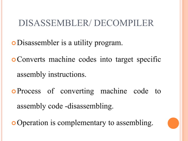 Disassembler and simulators | PPT