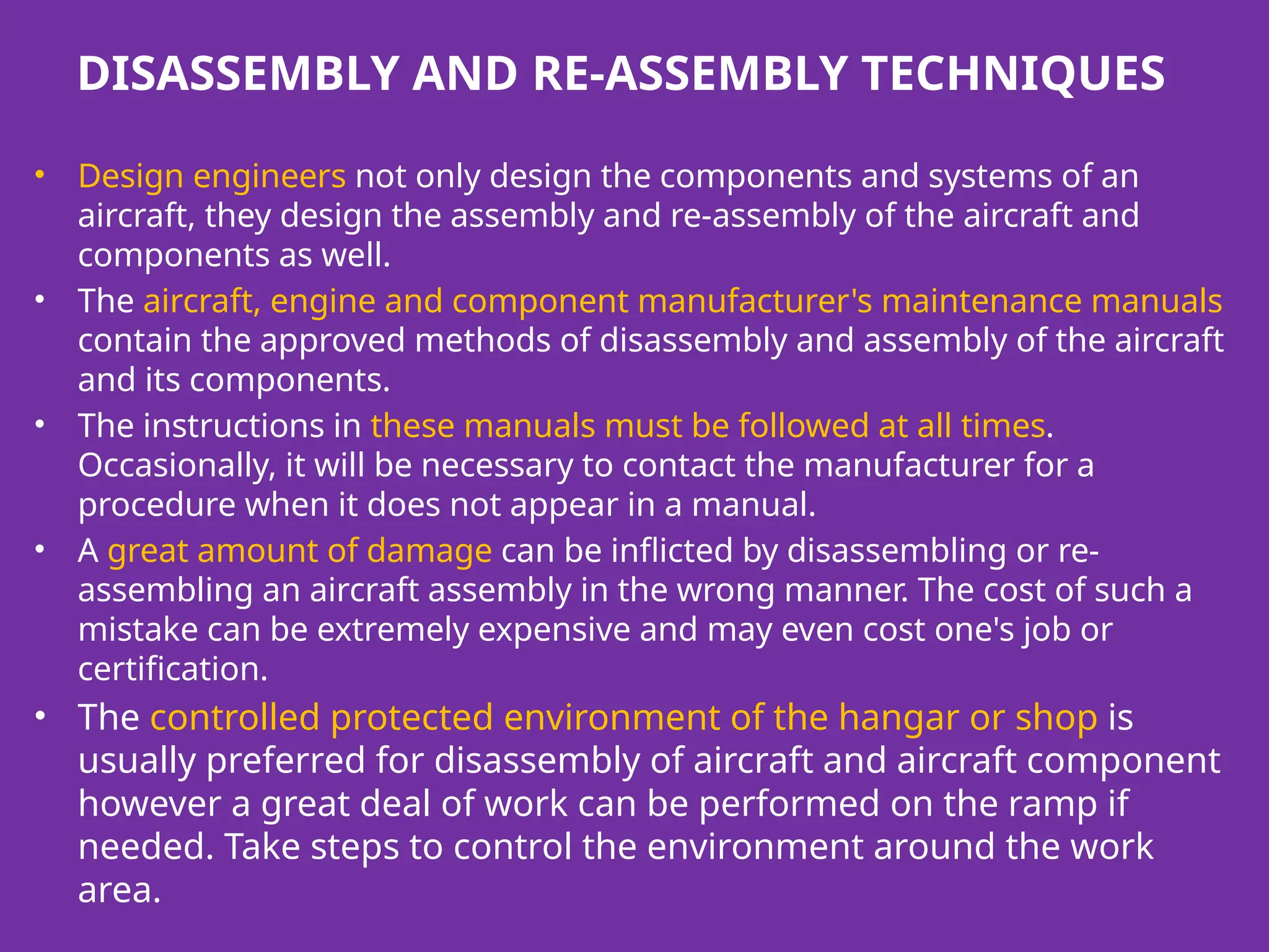 DISASSEMBLY and re assembly of aircraft component | PPTX