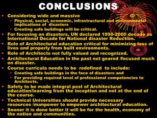 Interfacing Architectural Education & Disaster Management | PPT