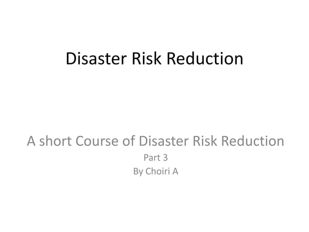 Disaster risk reduction | PDF