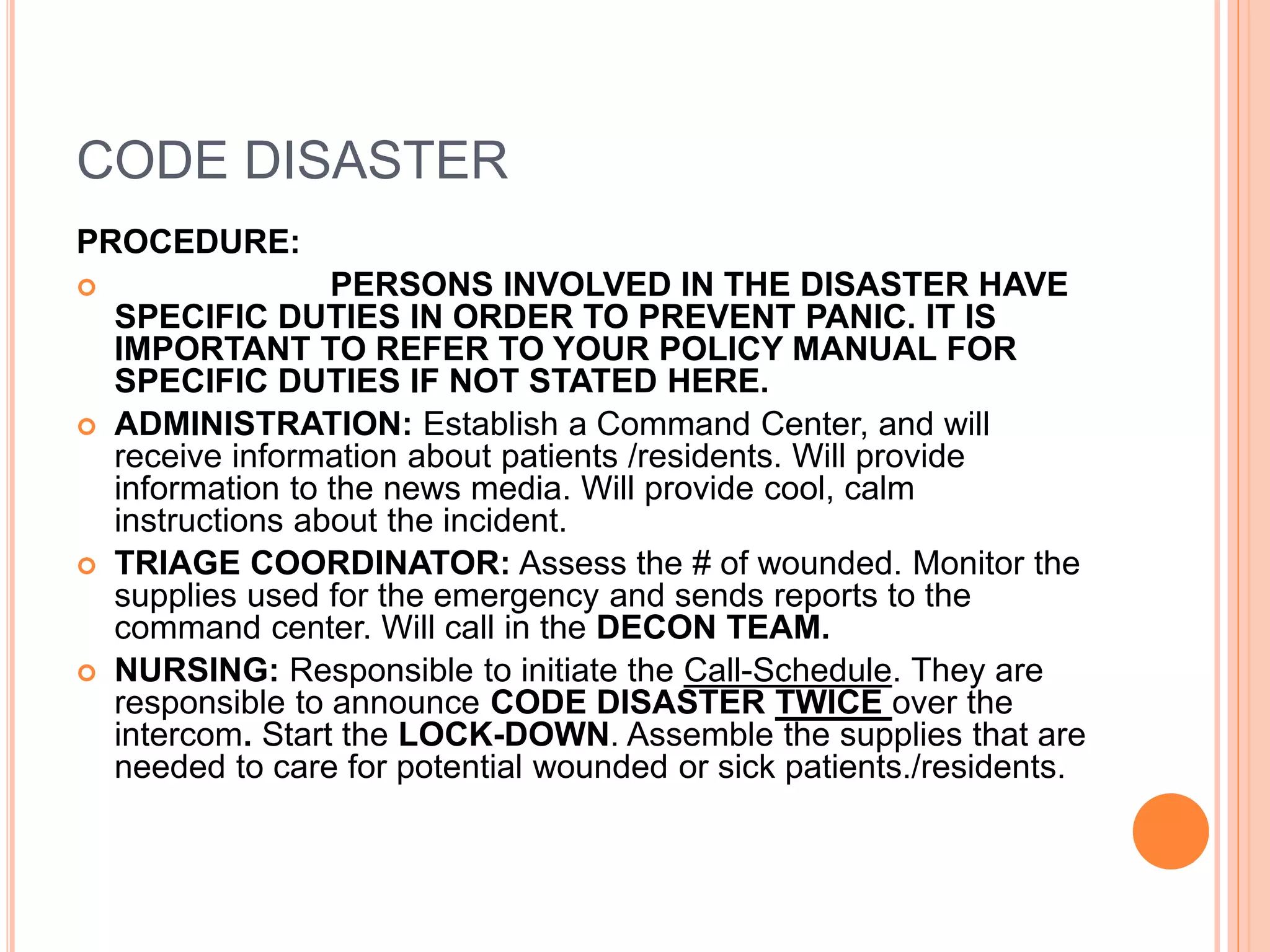 DISASTER-AND-EMERGENCY-CODES-ppt-11-15.pptx | First Aid | Injuries