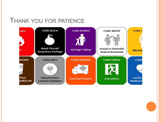 DISASTER-AND-EMERGENCY-CODES-ppt-11-15.pptx | First Aid | Injuries