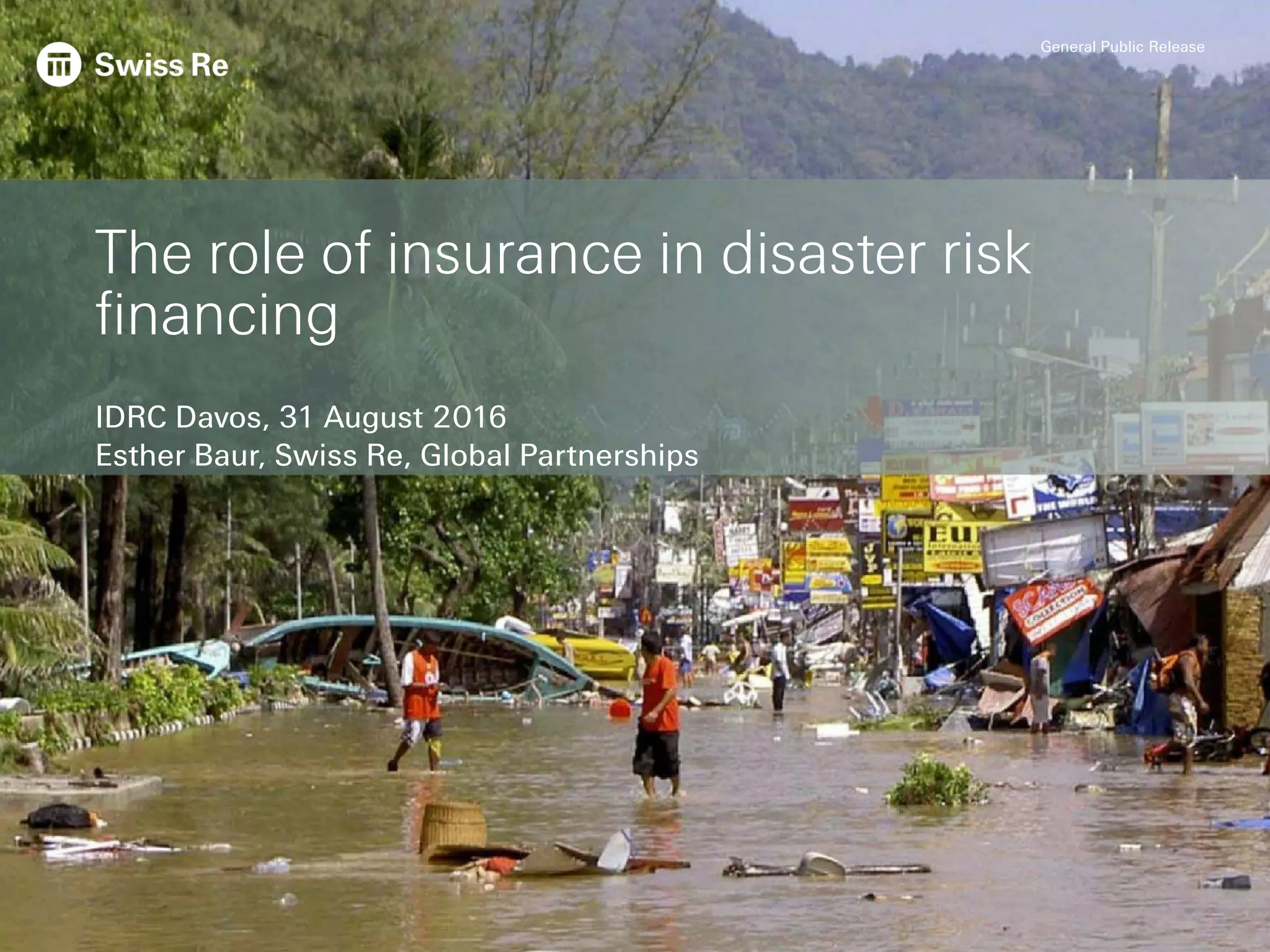 Disaster Risk Financing and the Role of Insurance, Esther BAUR | PDF