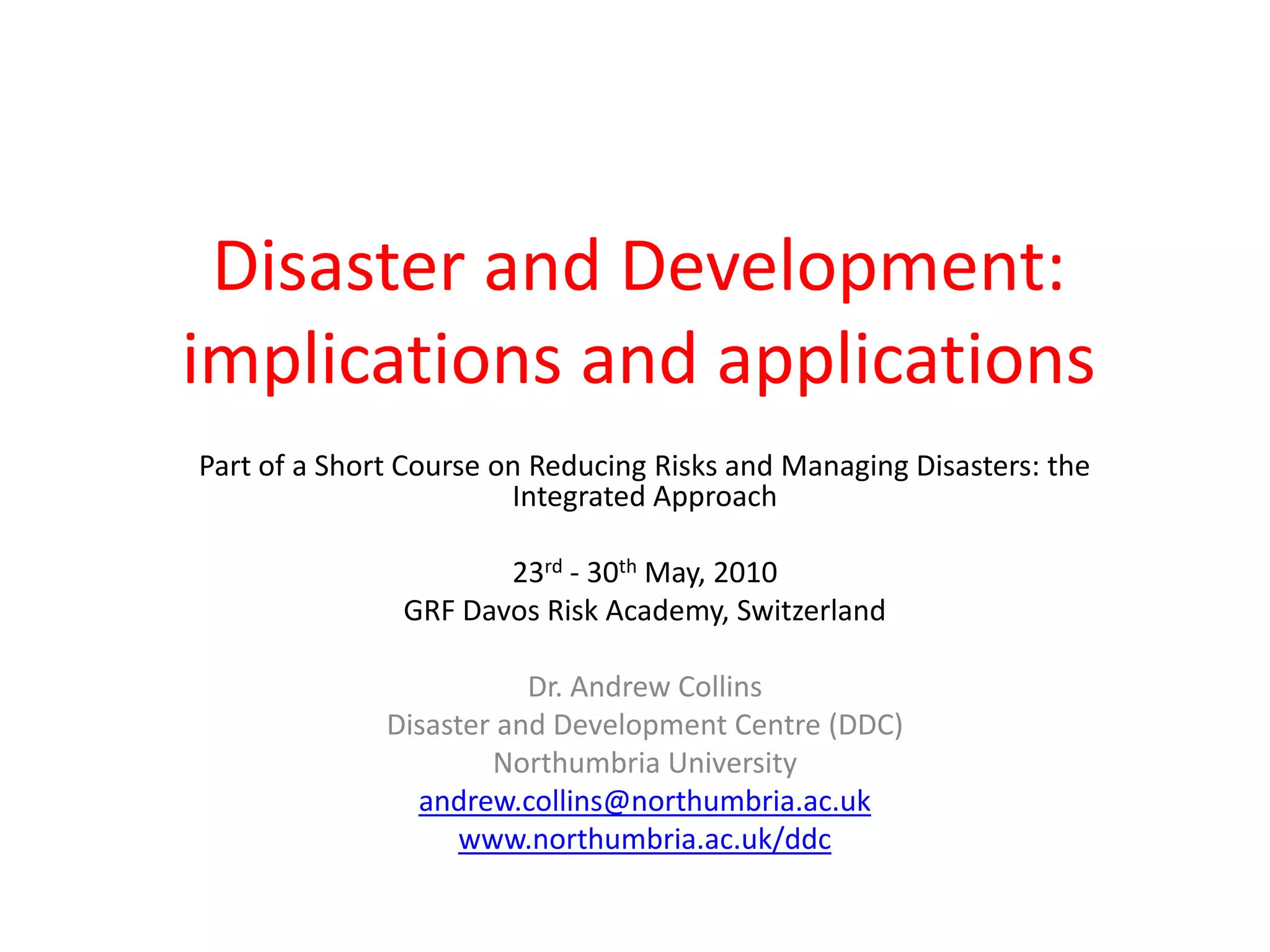 Disaster and development training at grf | PPTX