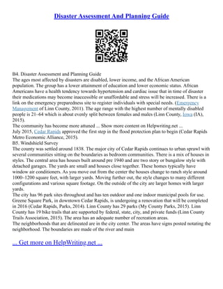 Disaster Assessment And Planning Guide | PDF