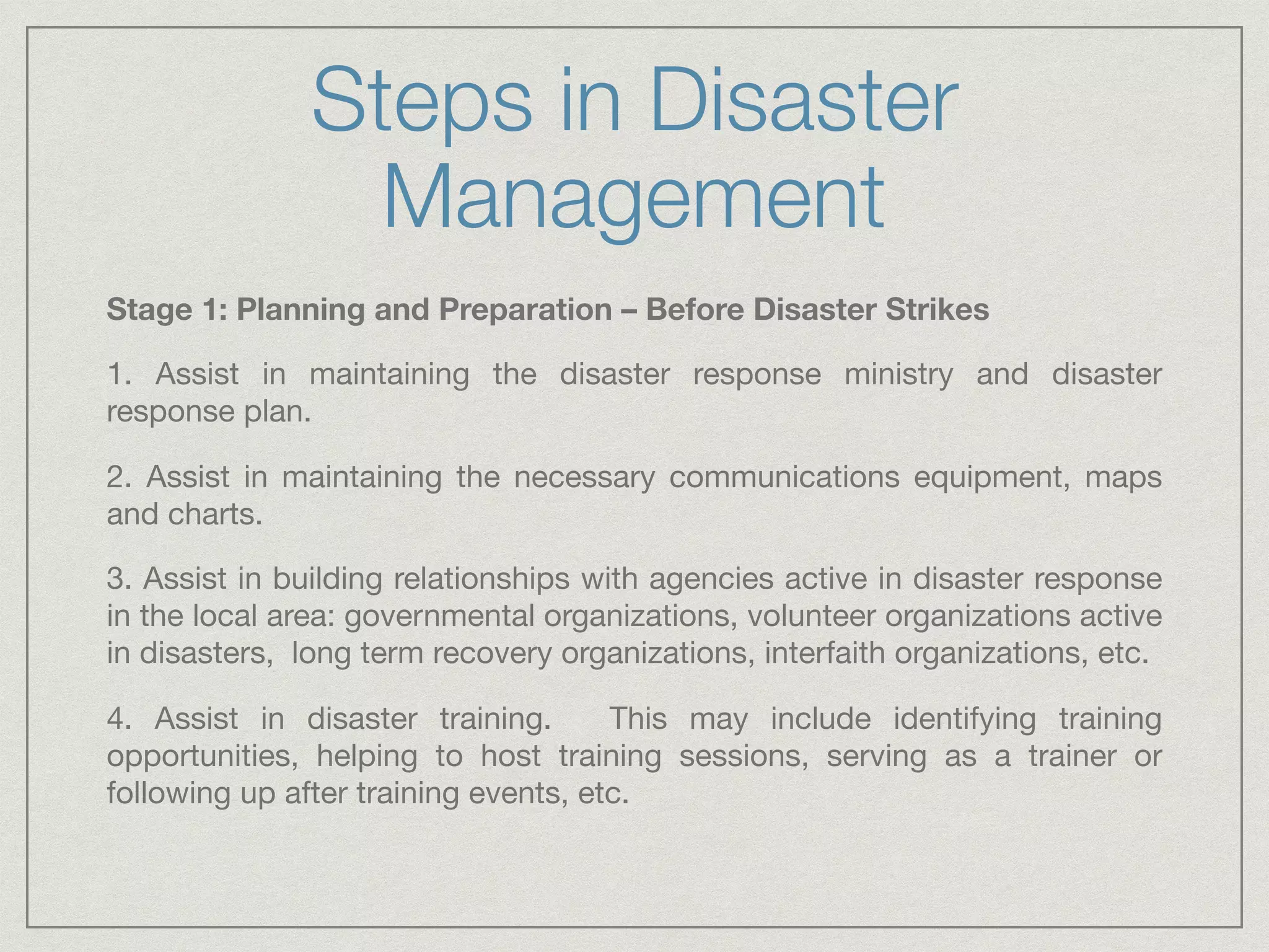 Disaster committee - roles & responsibilites | PDF