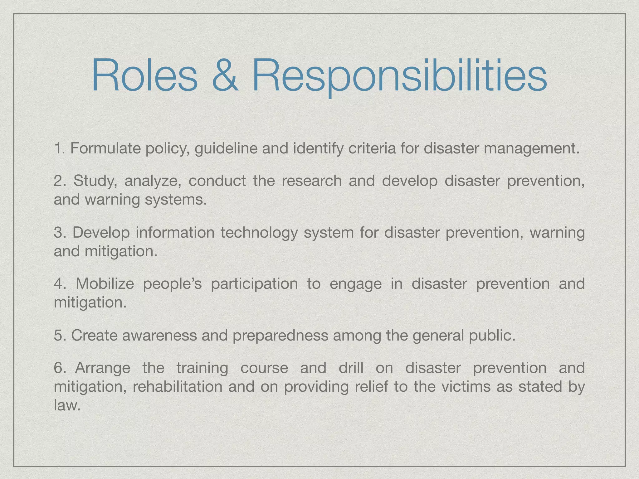 Disaster committee - roles & responsibilites | PDF