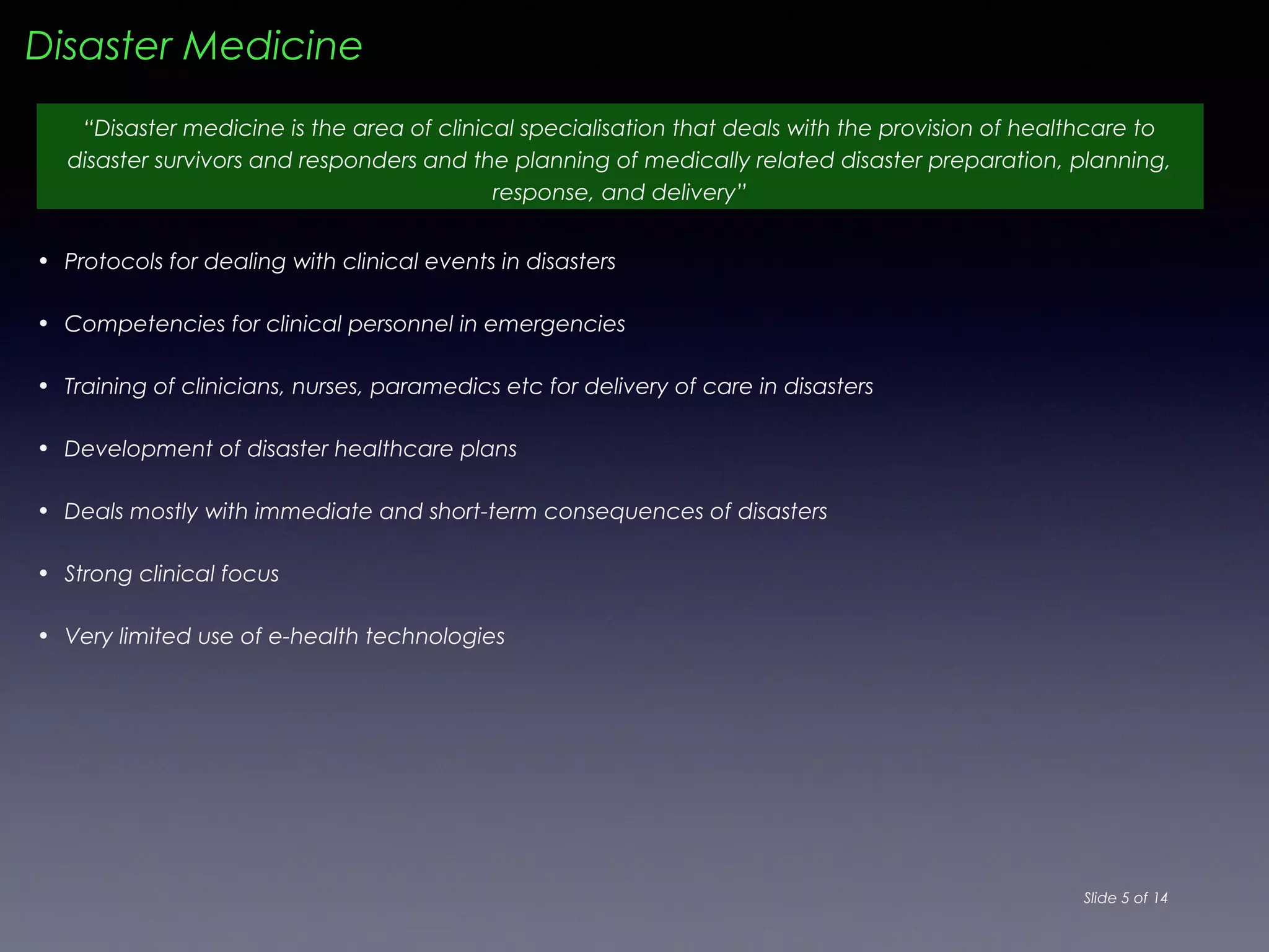 The Scope and Development of Disaster E-health | PPT