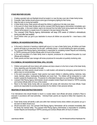 Disaster Emergency Plan Policy | DOC | Adoption and Fostering | Parenting