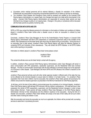 Disaster Emergency Plan Policy | DOC | Adoption and Fostering | Parenting
