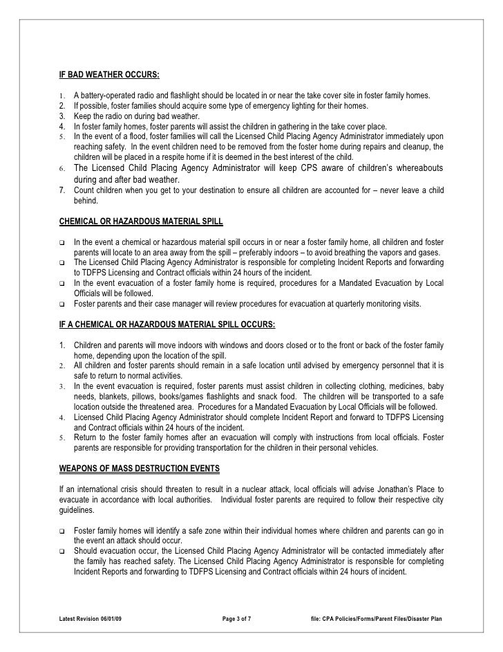 Disaster Emergency Plan Policy disaster-emergency-plan-policy