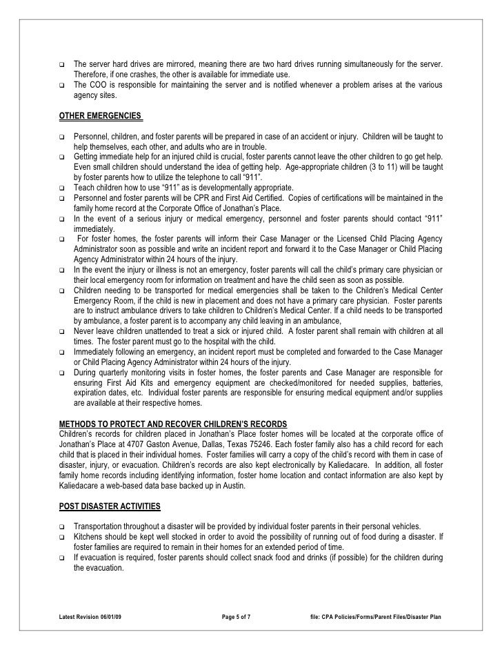 Disaster Emergency Plan Policy disaster-emergency-plan-policy