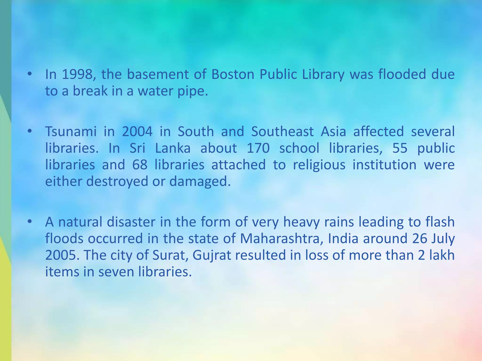 Disaster in libraries | PPTX