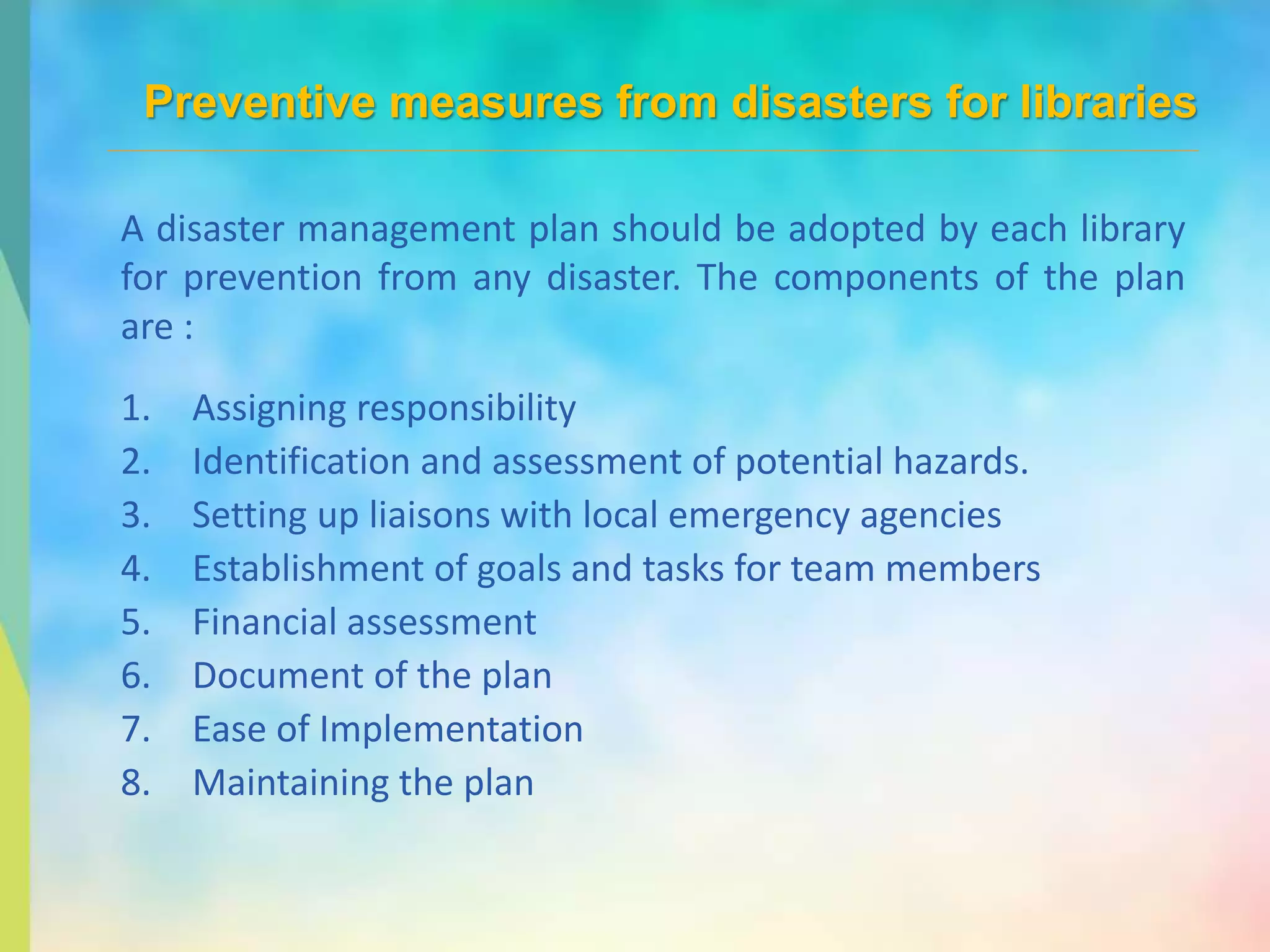 Disaster in libraries | PPTX