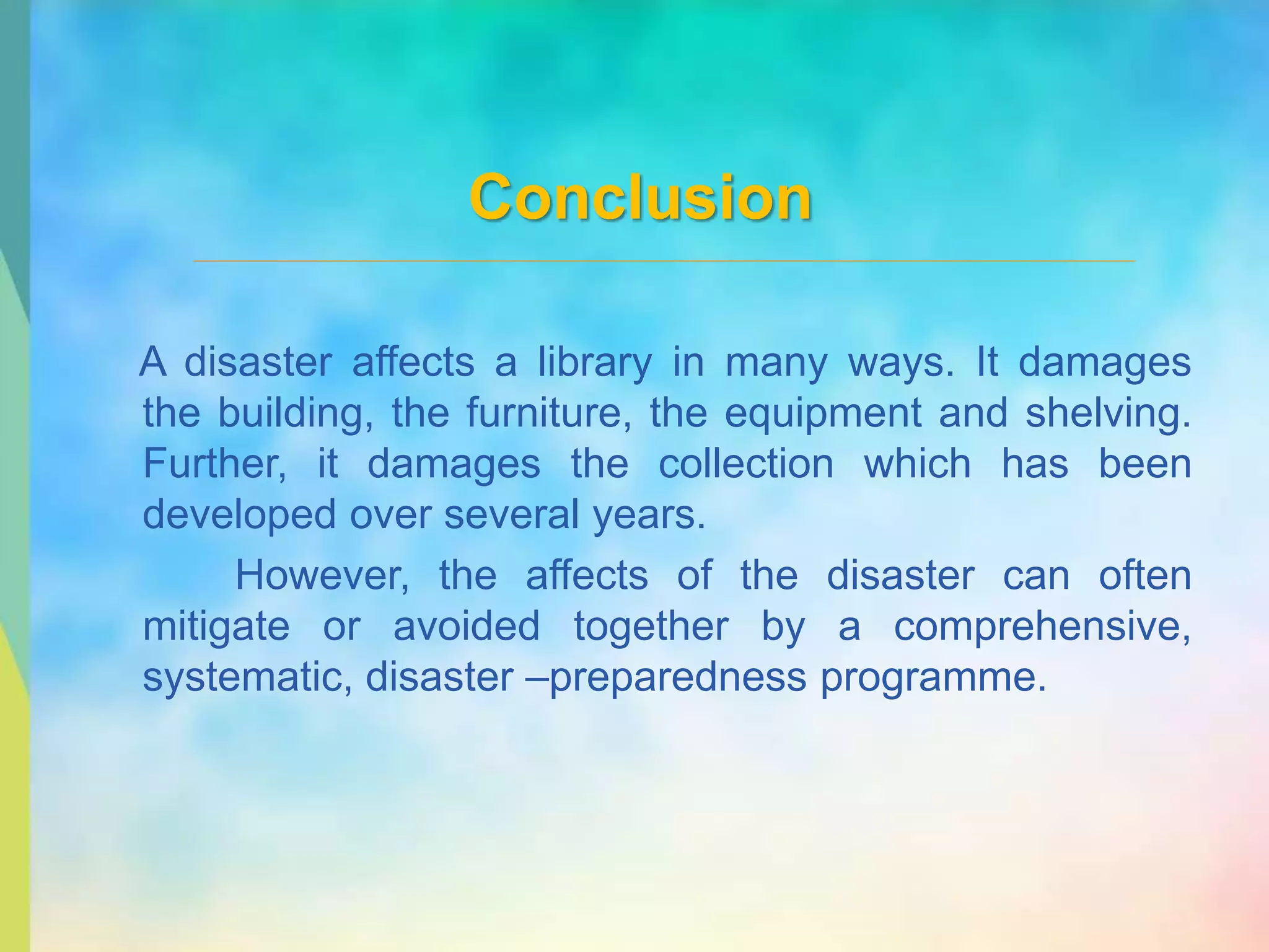 Disaster in libraries | PPTX