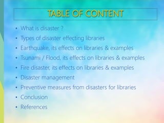 Disaster in libraries | PPTX