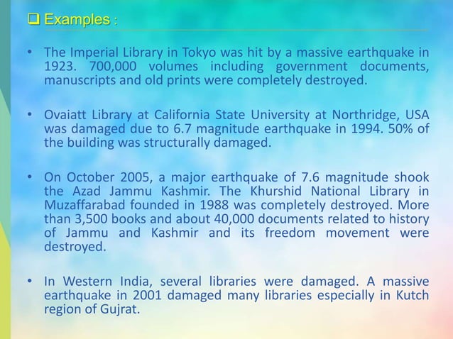 Disaster in libraries | PPTX