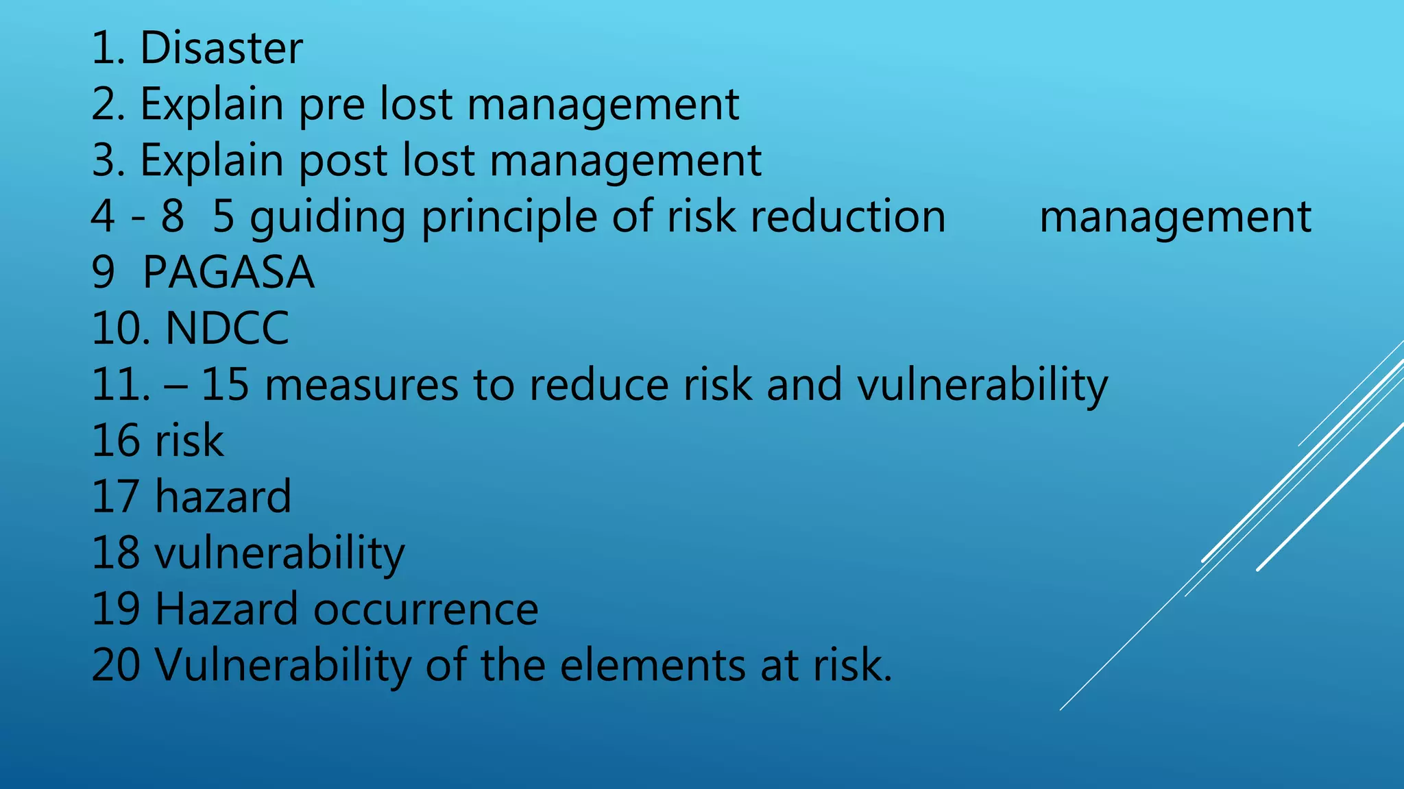 Disaster and Risk reduction Lesson 1 | PPTX