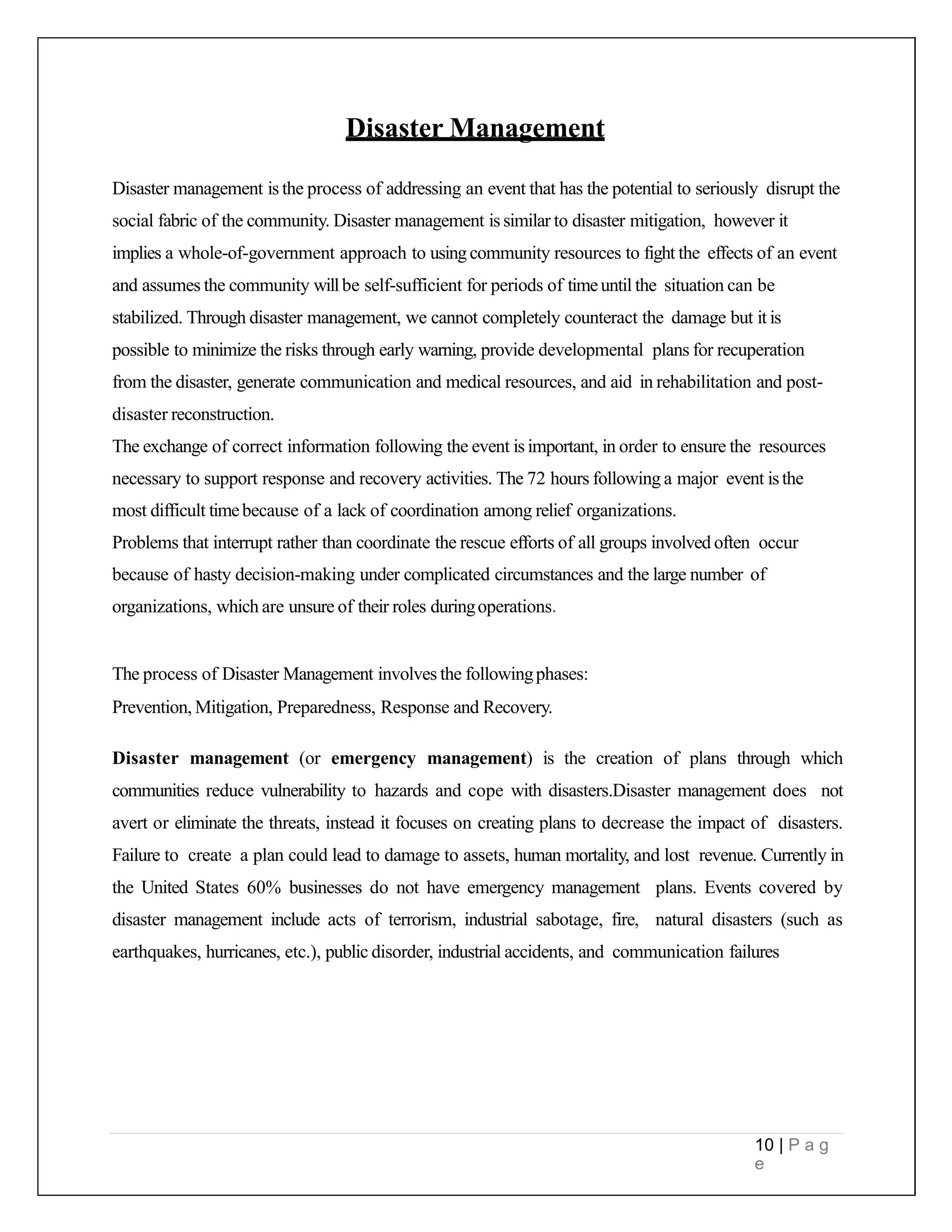 Disaster management Project For Class 9 | PPTX