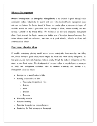 Disaster management | DOCX