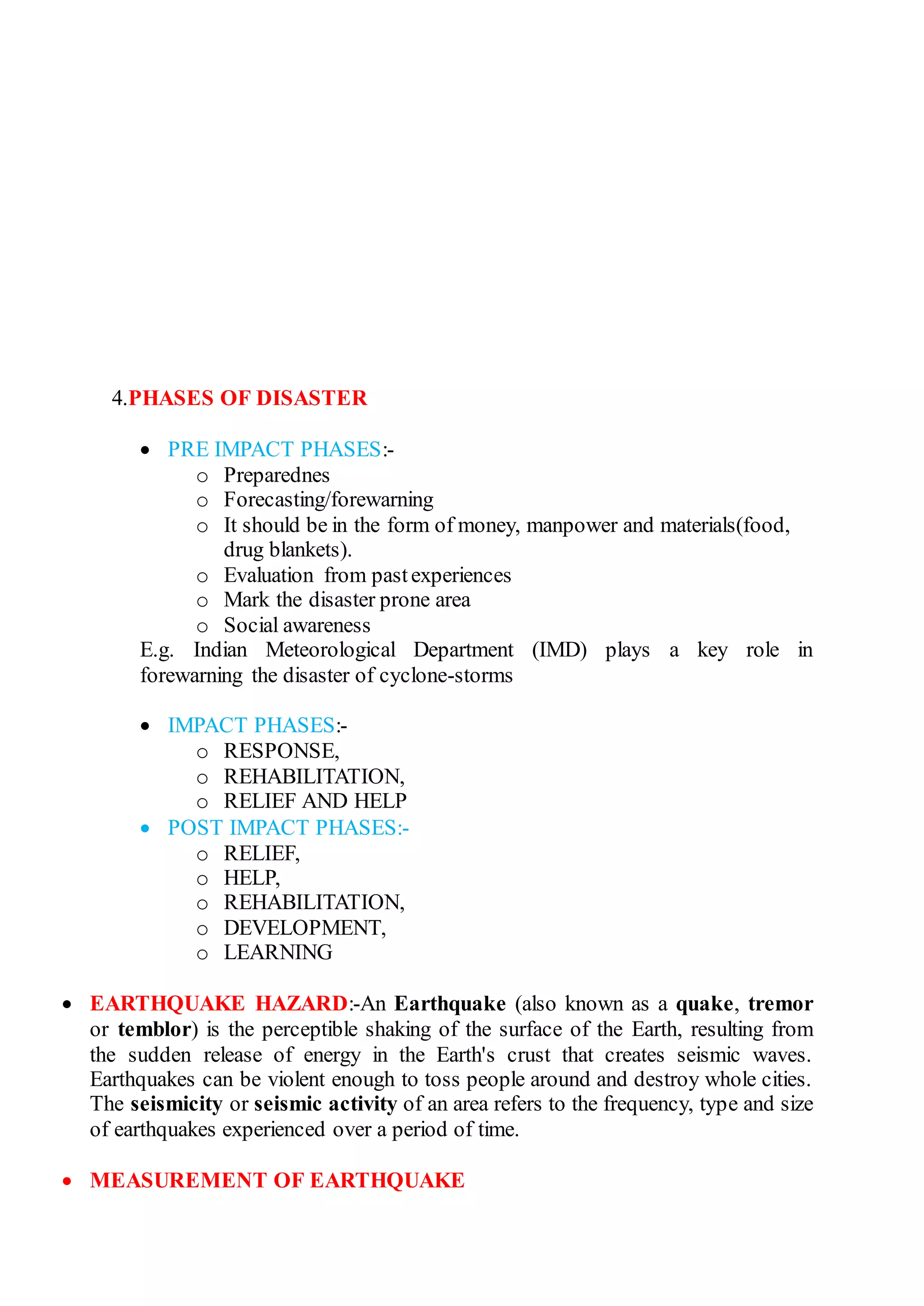 Disaster, types, classification, Disaster management | DOCX
