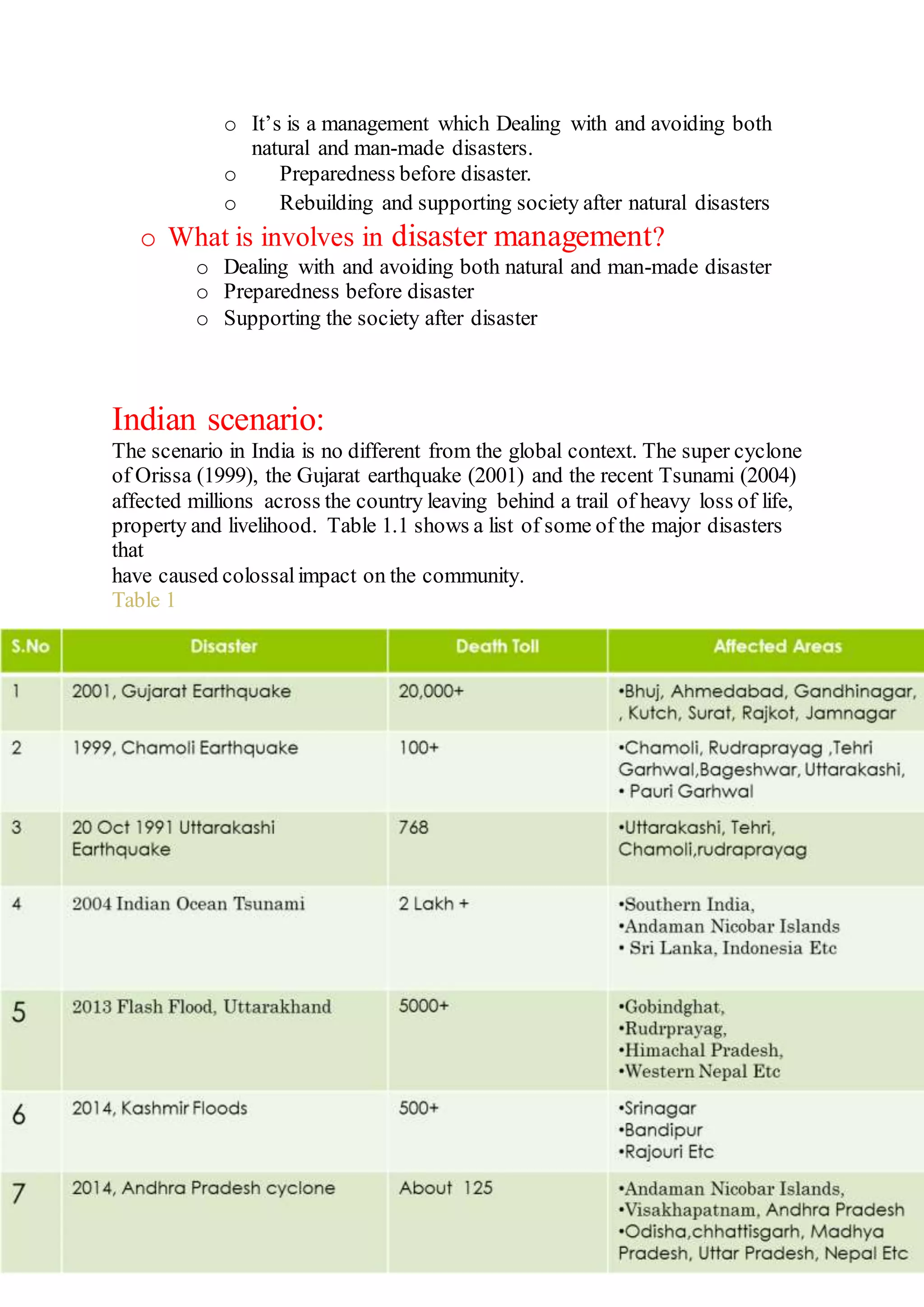 Disaster, types, classification, Disaster management | DOCX