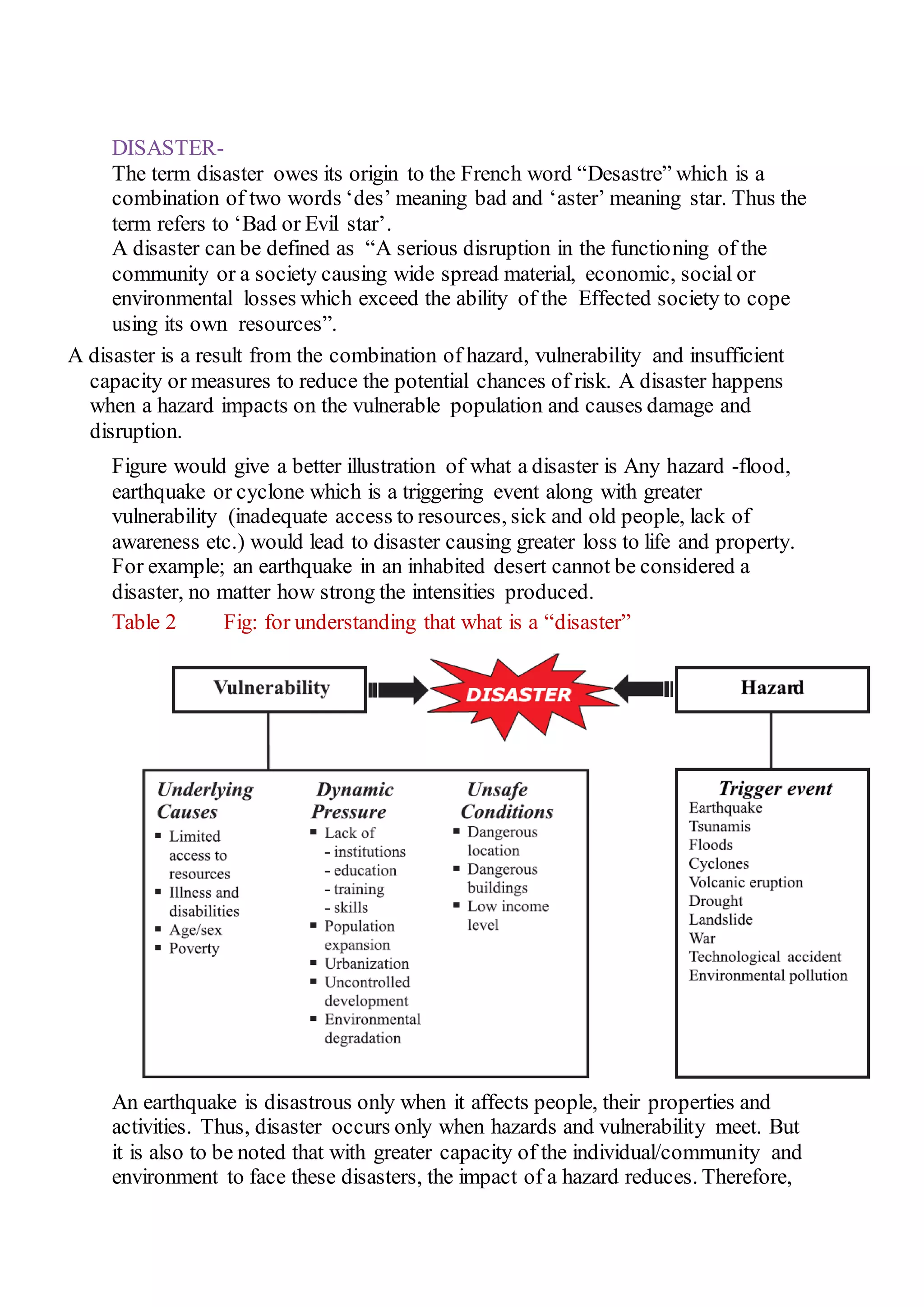 Disaster, types, classification, Disaster management | DOCX