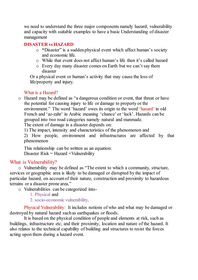 Disaster, types, classification, Disaster management | DOCX