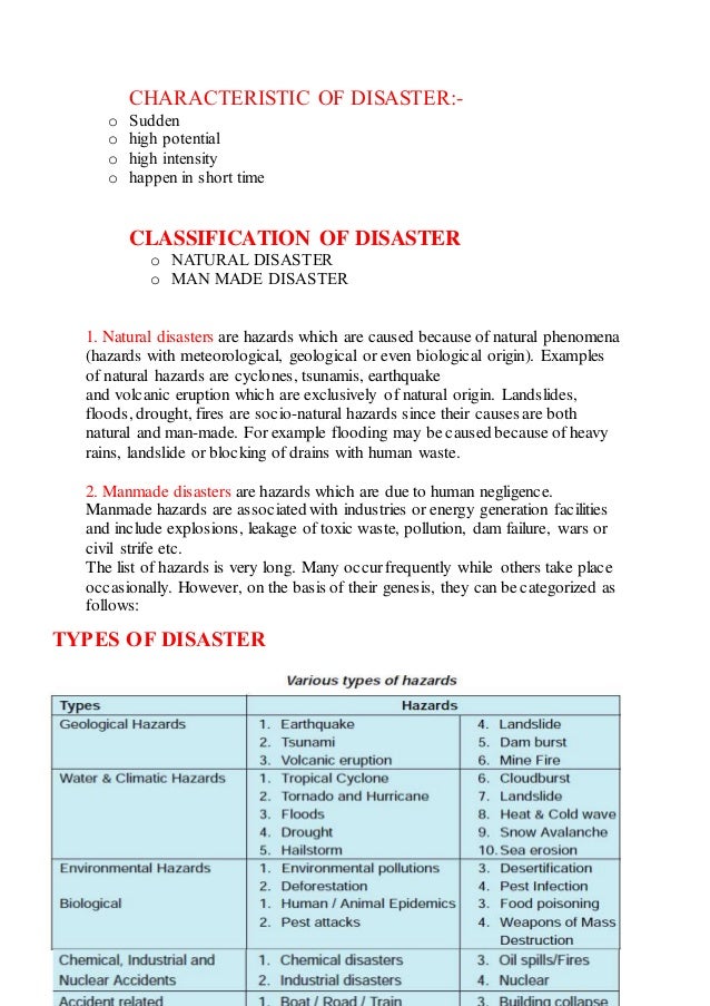Disaster Classification Level – Disaster Classification System – GLNM
