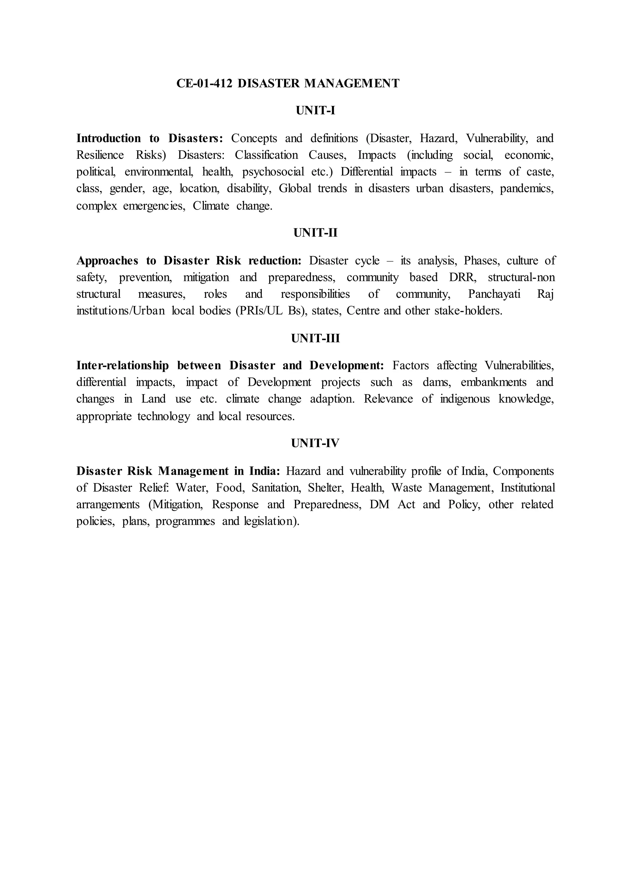 Disaster management | DOCX