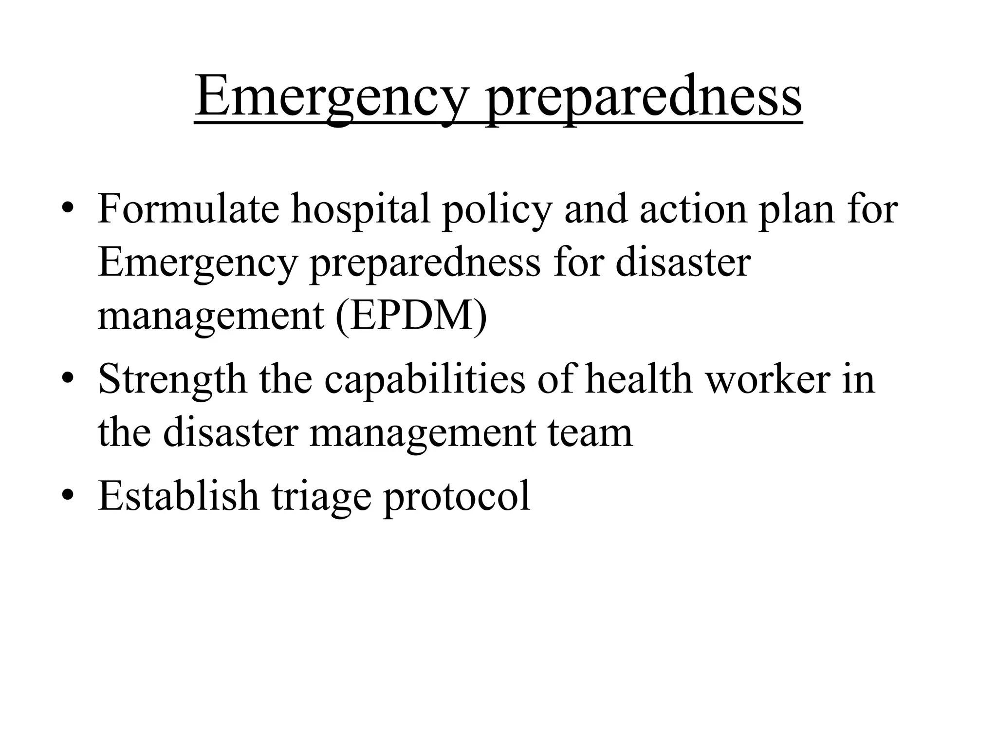Disaster management in hospital setting | PPTX