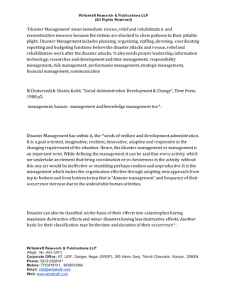 Disaster management [www.writekraft.com] | DOCX