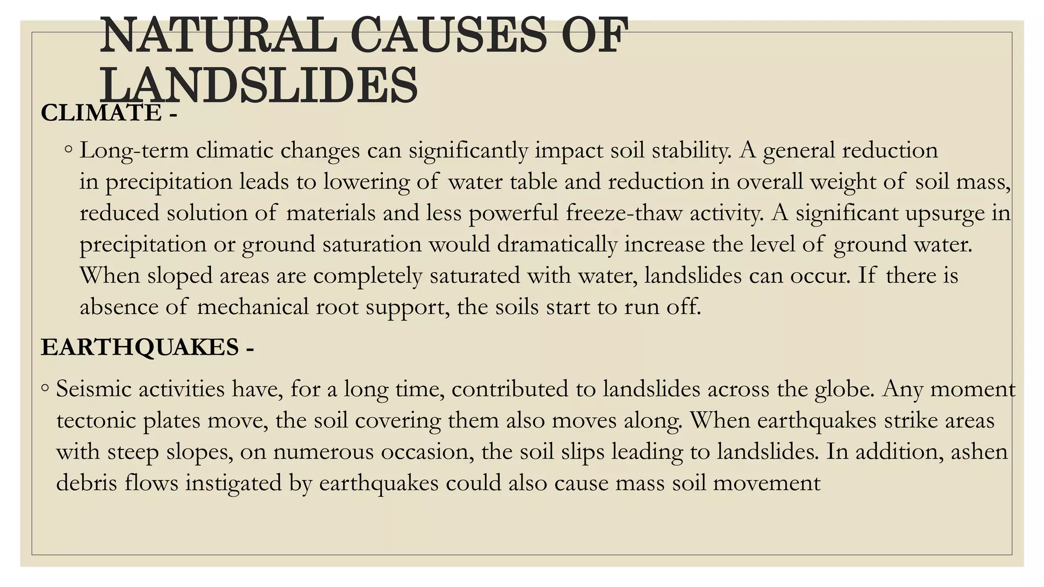 CAUSES AND EFFECTS OF LANDSLIDES | PPTX