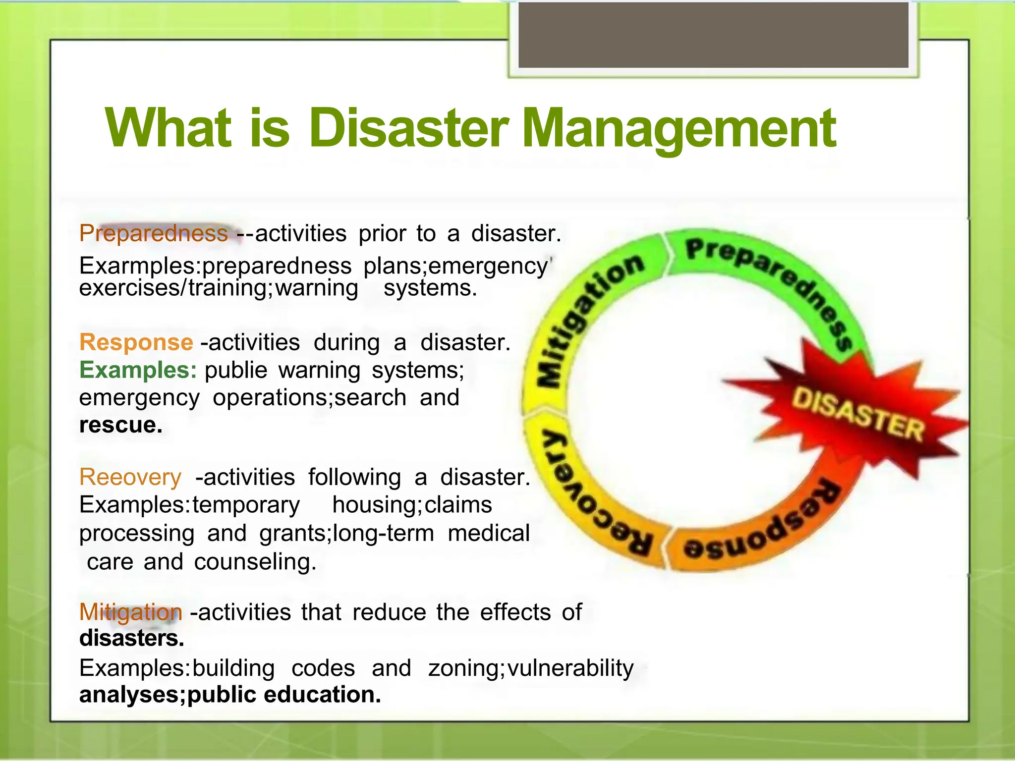 Disaster management and its effect - preparedness | PPTX