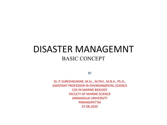 Disaster management basic concept 2020 | PPT | Geography | Science