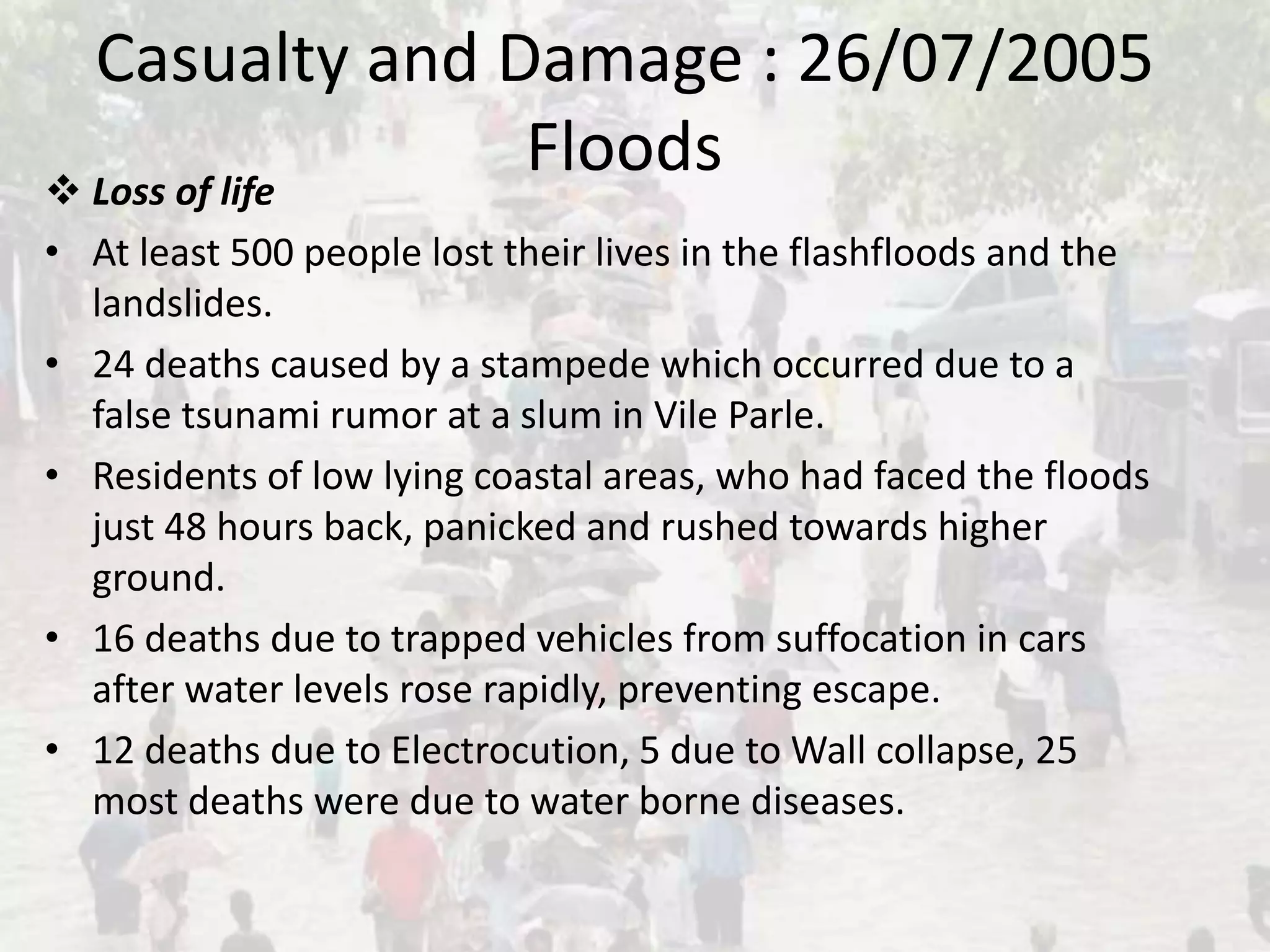 Disaster management- case study on 26 July 2005 Mumbai flood | PPTX