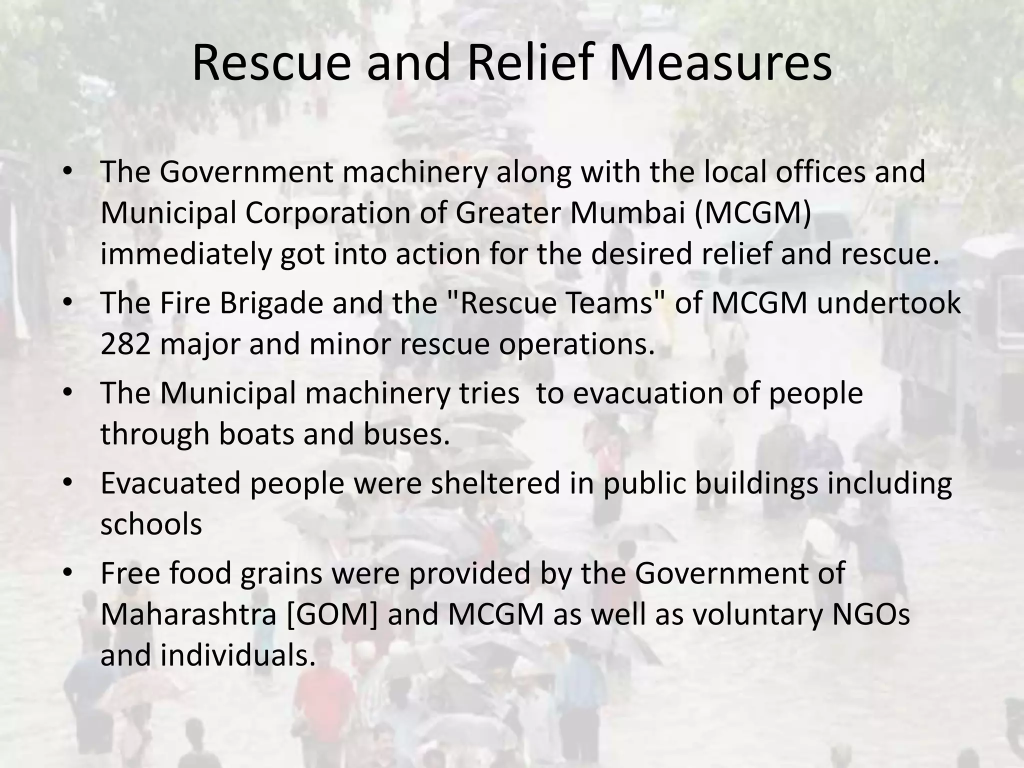 Disaster management- case study on 26 July 2005 Mumbai flood | PPTX