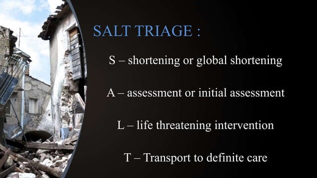 DISASTER MANAGEMENT SIMPLIFIED TRIAGE | PPTX | First Aid | Injuries