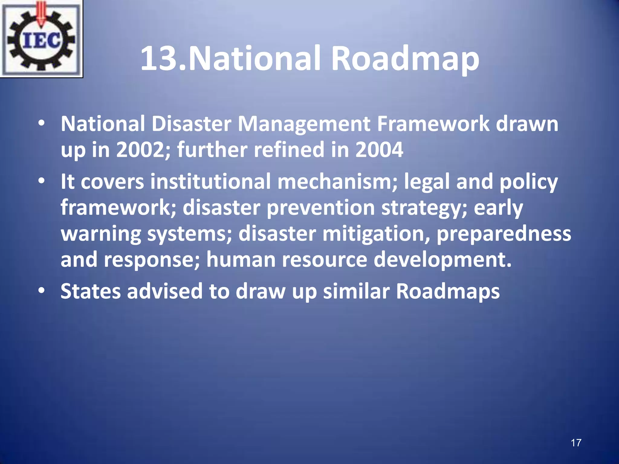 National Policy on Disaster management 2009 | PPT