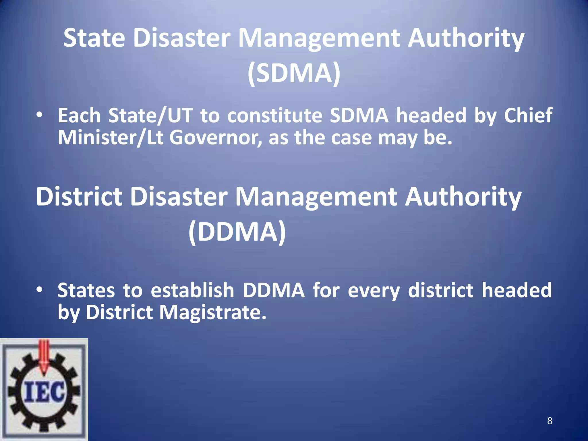National Policy on Disaster management 2009 | PPT