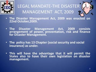National Policy on Disaster management 2009 | PPT